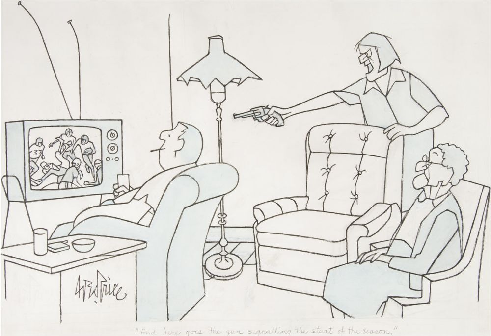 New Yorker cartoon: original ink and colored wash drawing, signed “Geo ...
