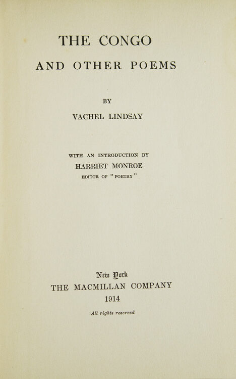 The Congo and Other Poems - Vachel Lindsay - First edition